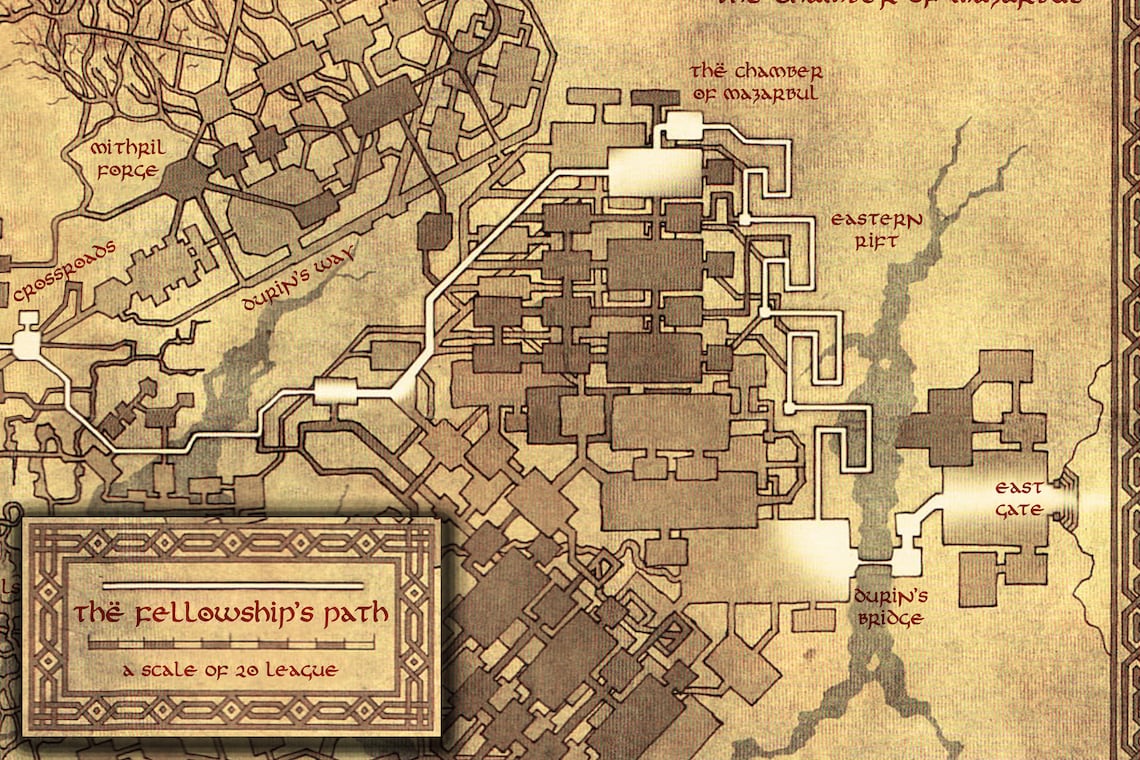 Moria Map Middle Earth map Canvas Print Fantasy Wall Art | Etsy