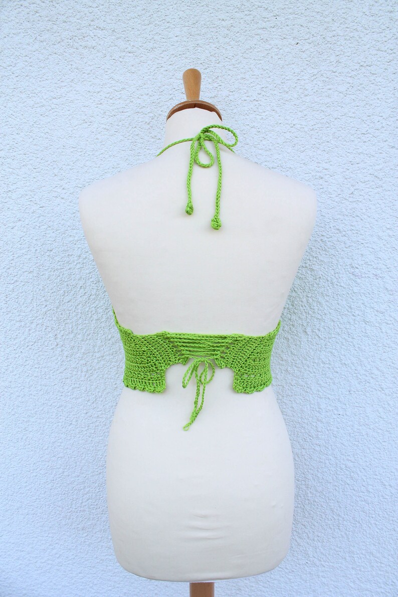 Halter Bralette Crochet Crop Top Festival Wear Greenery Etsy