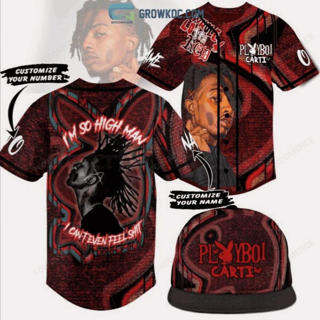 Playboi Carti Go High Graphic Baseball Jersey – Custom Text - Etsy