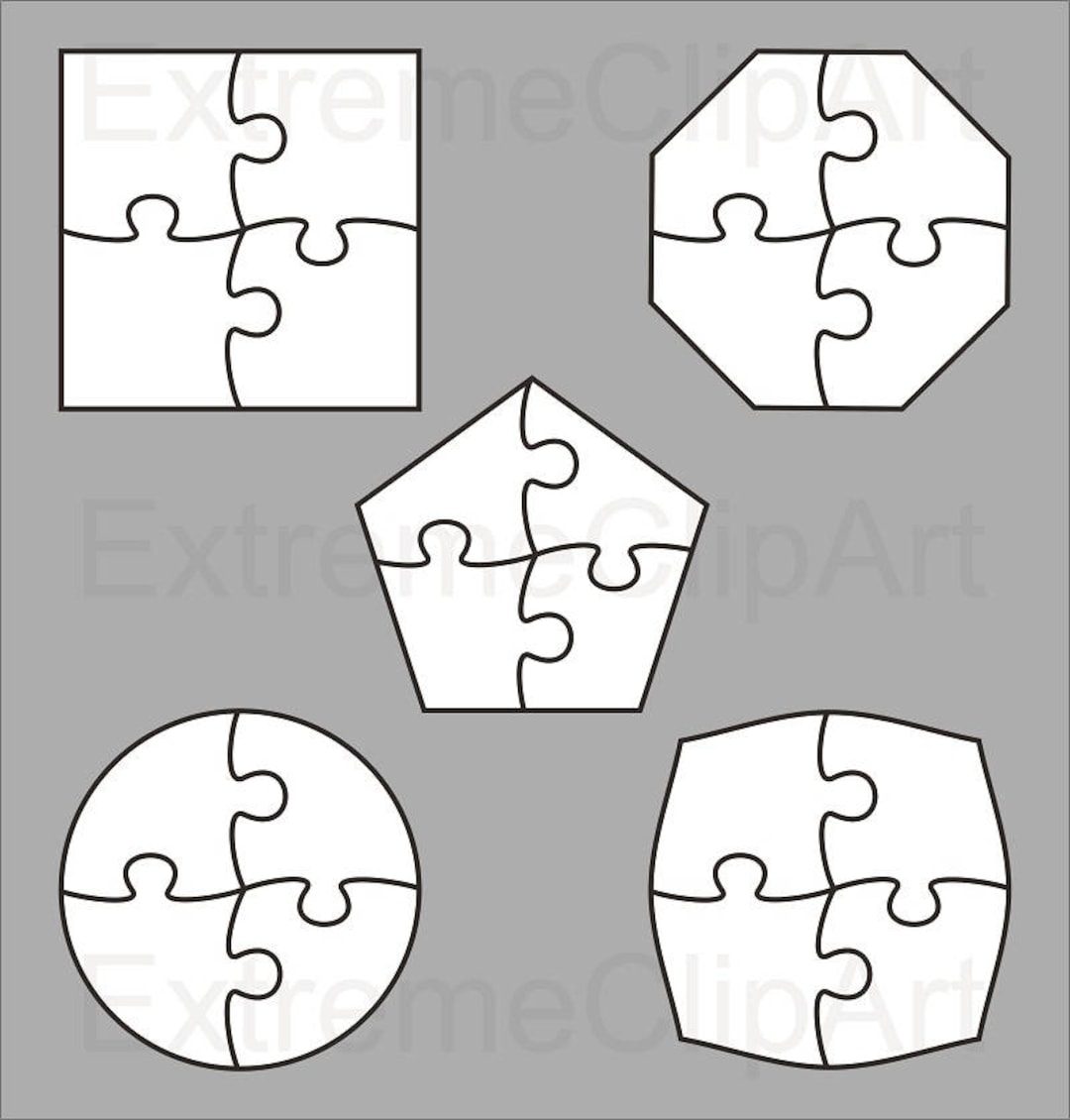 Coaster Jigsaw Puzzle Template Collection DXF, EPS, SVG Zip File - Etsy