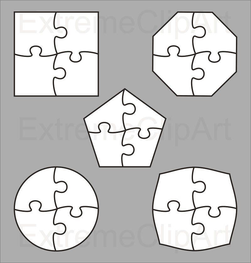 4 Piece Jigsaw Puzzle Template