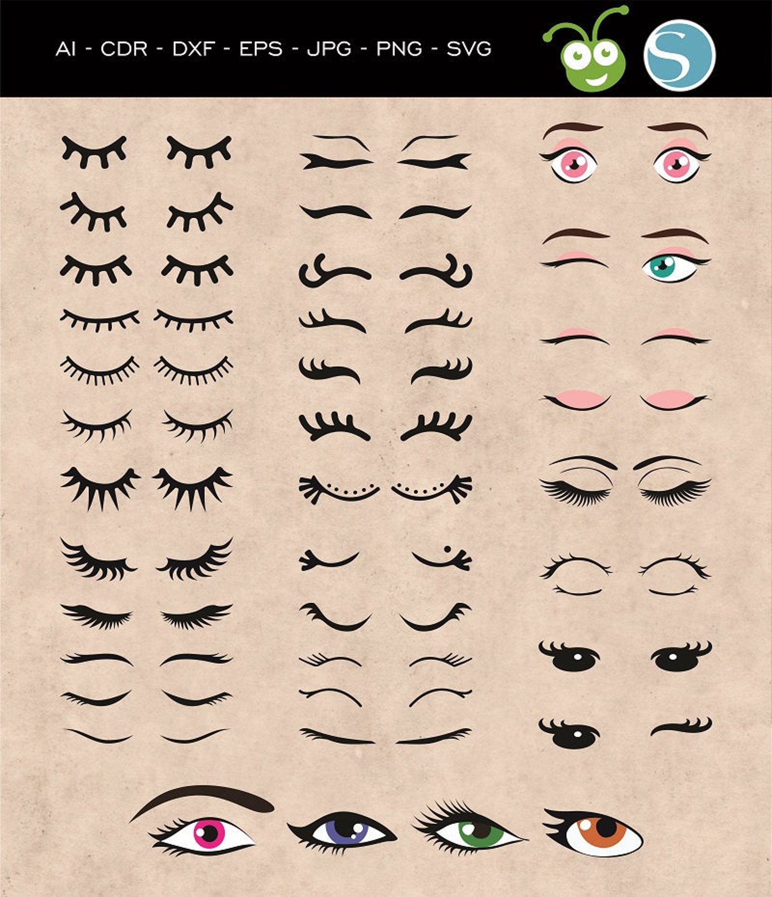 37 Eyelashes Svg Eyes Svg Eyelash Svg Eyelash Set Svg - Etsy Canada