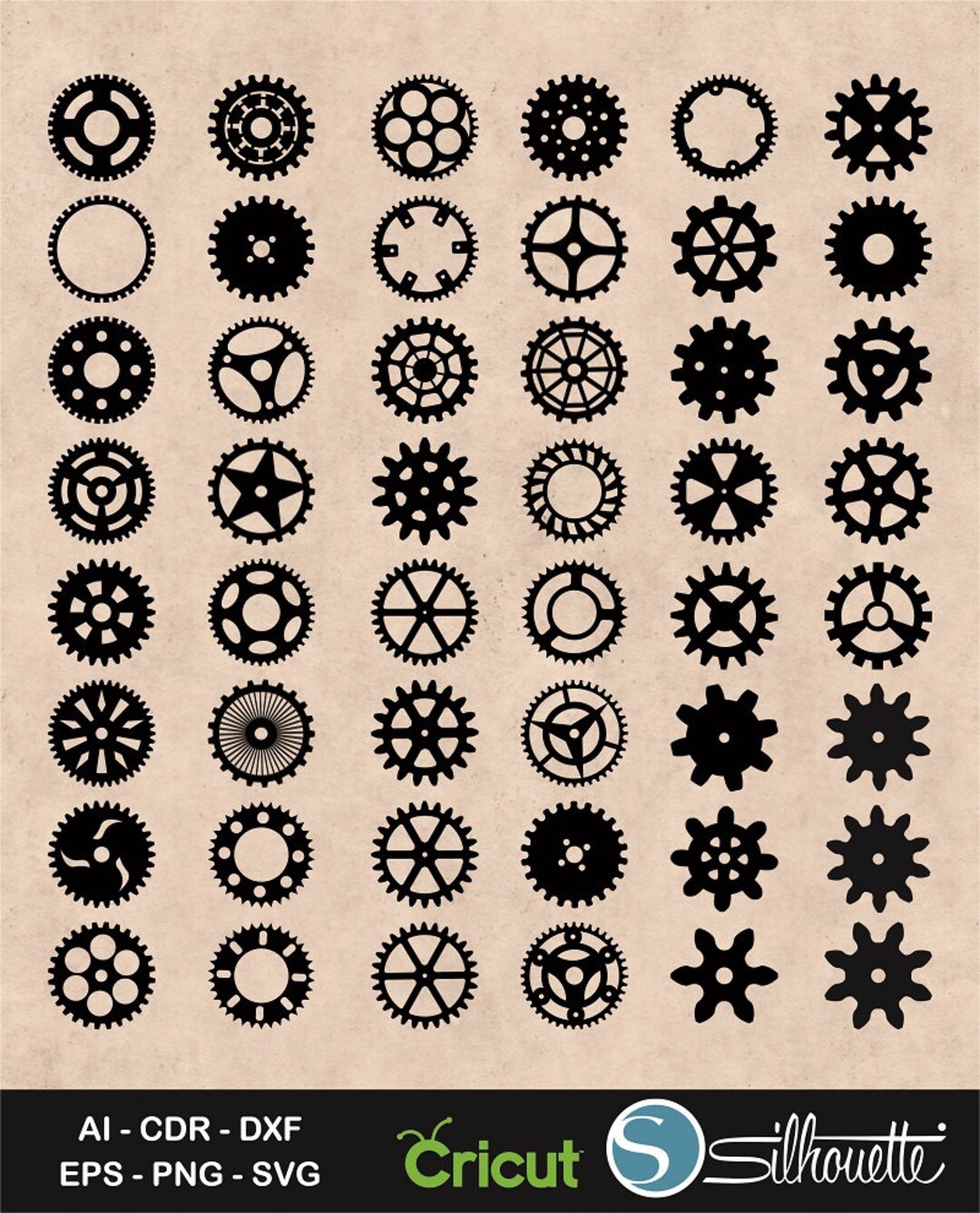 Gears Svg, Cogs Gears Svg, Gear Silhouette, Steampunk Gear Svg, Gear ...