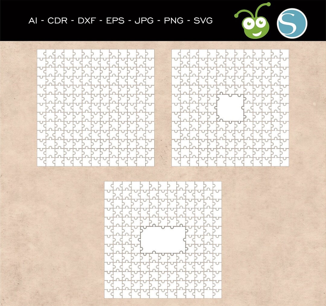 12x12 Jigsaw Puzzle Template, 3 in 1 DXF, EPS, SVG Zip File - Etsy