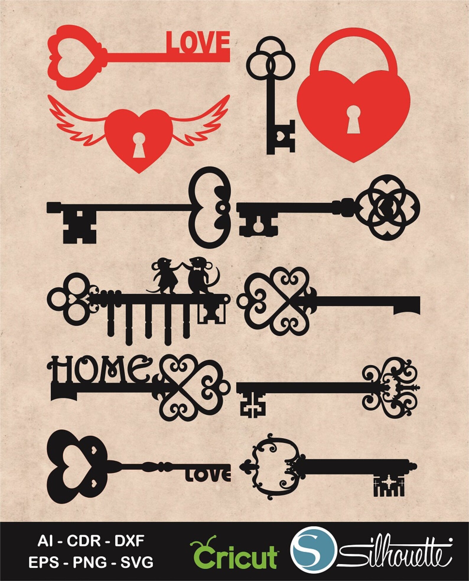 Vintage Keys Svg Lock and Key Svg Key Silhouette Old Keys - Etsy