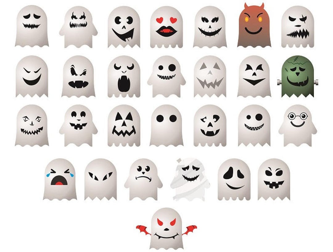 28 Halloween Ghost Emoji - Ghost Face , Monster Faces Clipart, Ghost ...