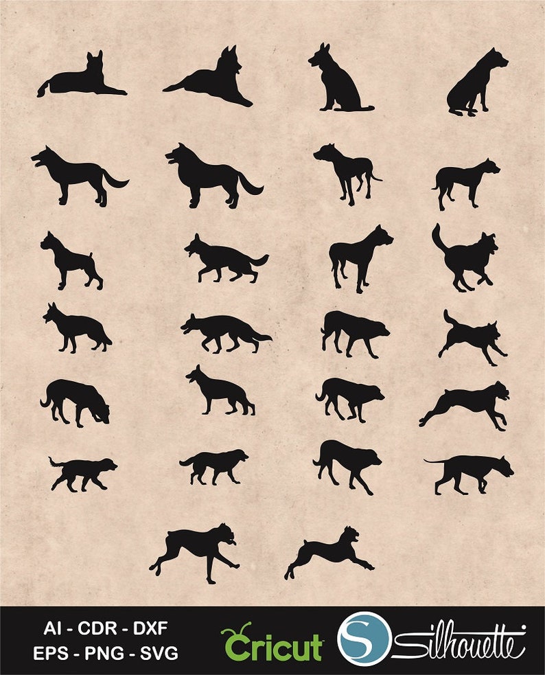 Dog Silhouette SVG Dog Decals Template Dog Svg Dogs Vector - Etsy
