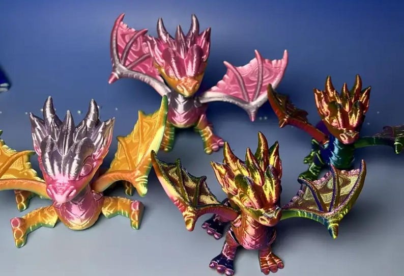 3D Printed Articulating Dragons , Colors May Vary. Playful Delight ...