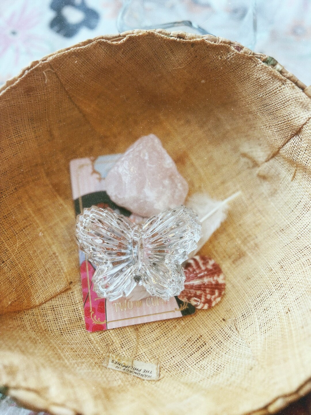 Vintage Glass Butterfly Shaped Offering Bowl, Hidden Deity Offering ...