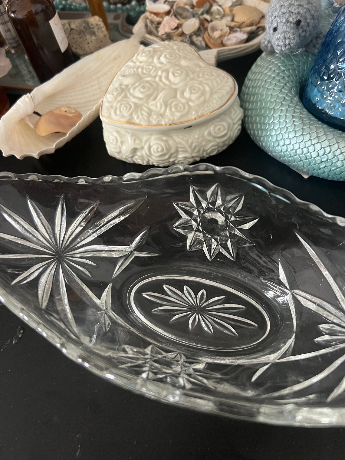 Vintage Glass Offering Bowl, Sun God Altar Decor, Apollo Deity Offering ...