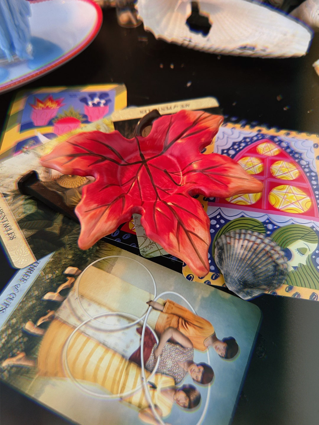 Vintage Orange Leaf Shaped Bowl, Ancestor Altar Decor, Deity Offering ...