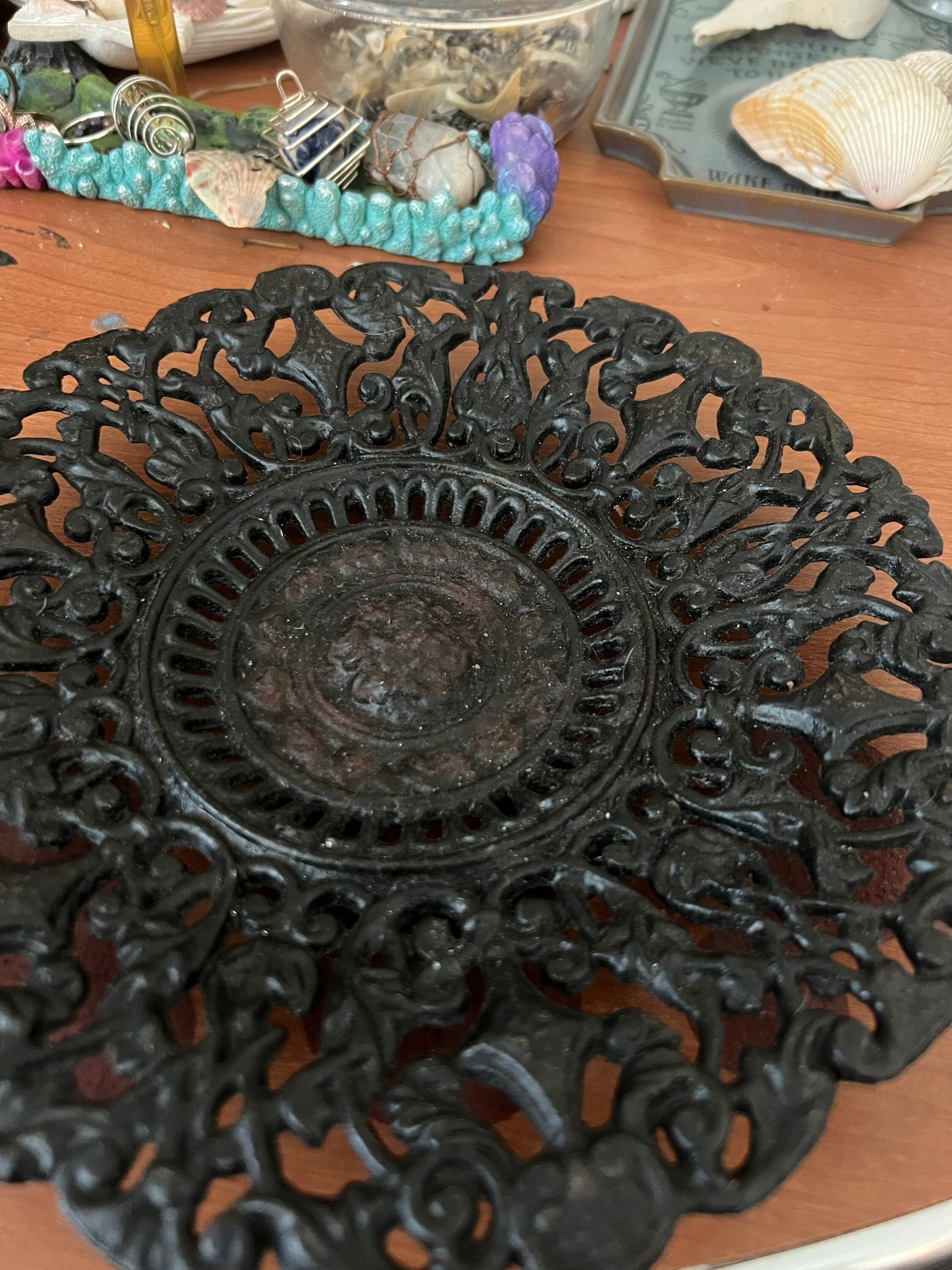Vintage Black Ornate Offering Plate, Ancestor Offering Bowl, Deity ...