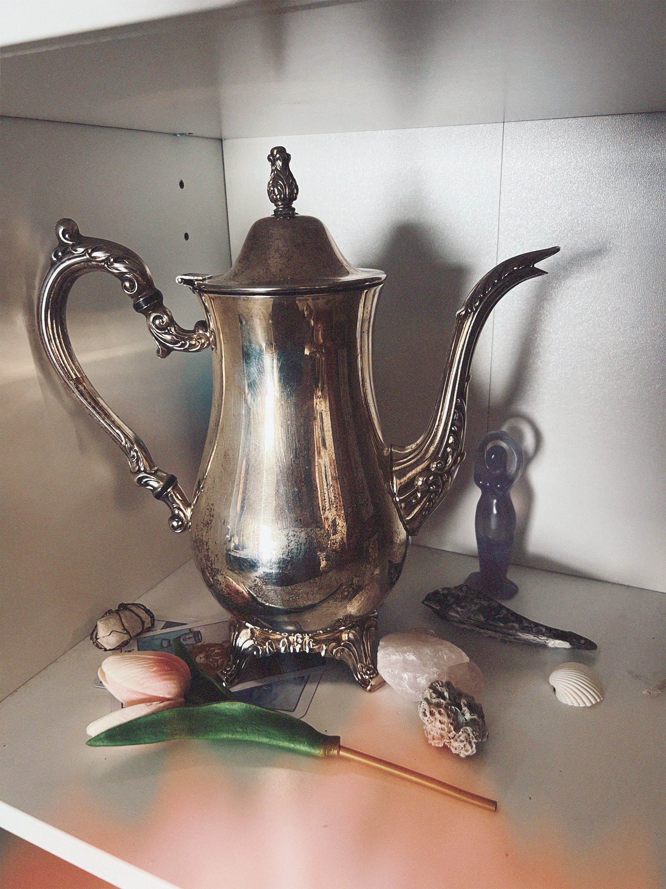 Vintage Silver Deity Libations Pot, Cottage Witch Teapot, Teapot for ...