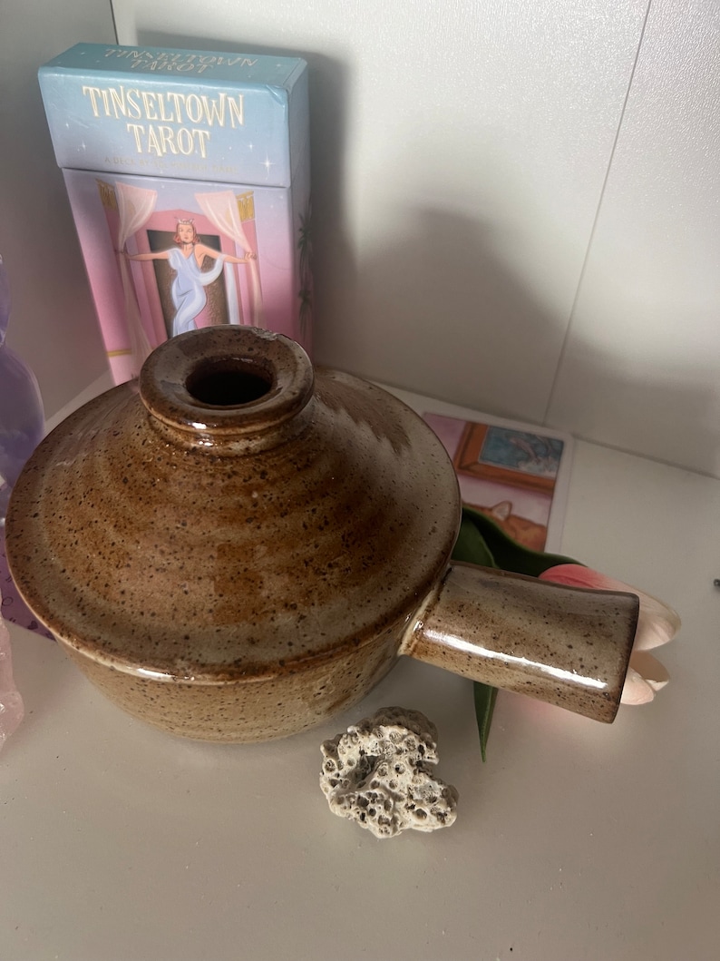 Vintage Brown Pot With Handle, Deity Offering Altar Bowl, Cauldron ...