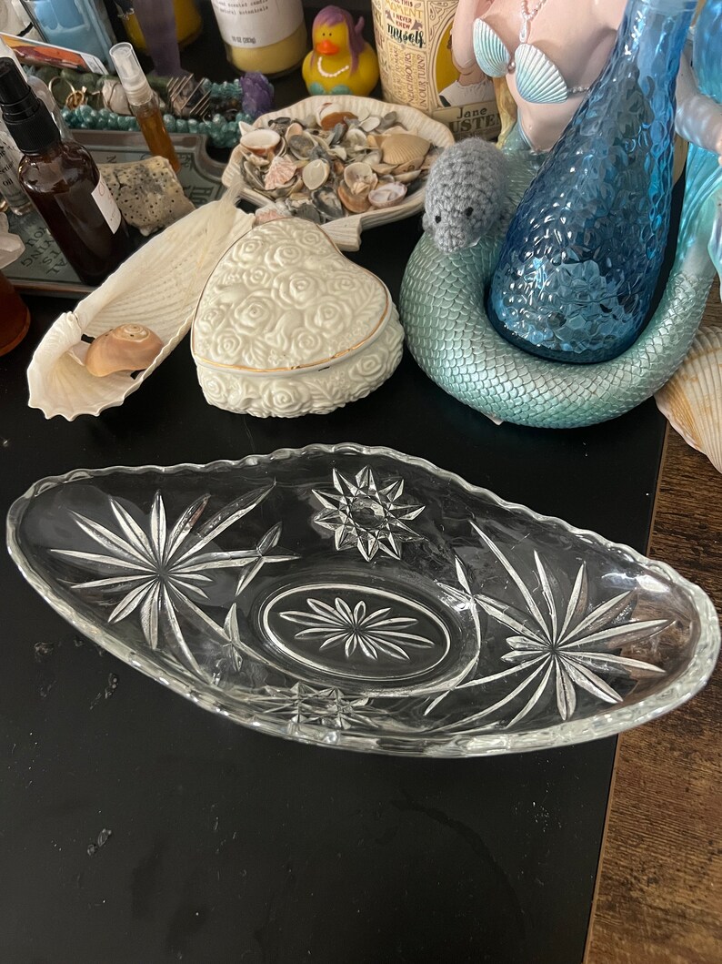 Vintage Glass Offering Bowl, Sun God Altar Decor, Apollo Deity Offering ...