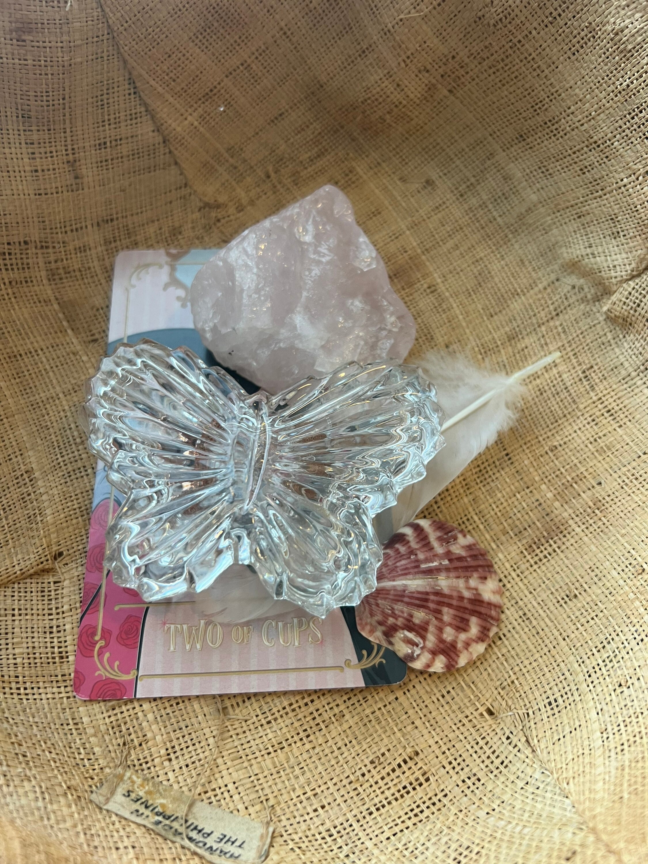 Vintage Glass Butterfly Shaped Offering Bowl, Hidden Deity Offering ...