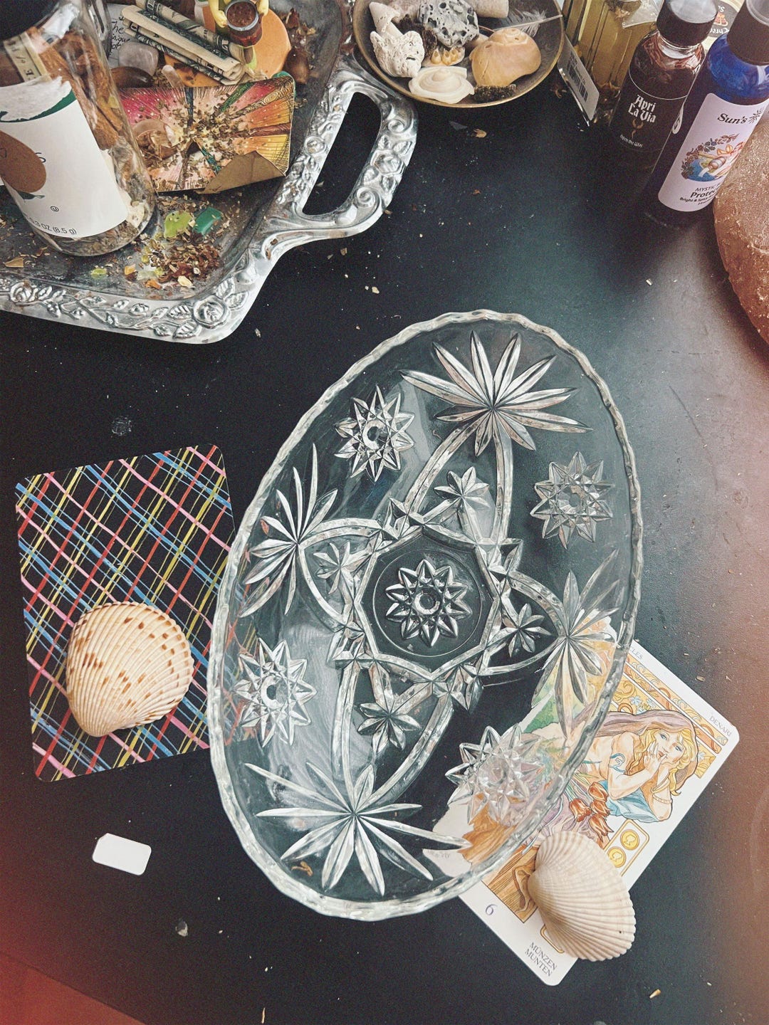 Vintage Glass Offering Plate, Deity Offering Altar Bowl, Deity Offering ...
