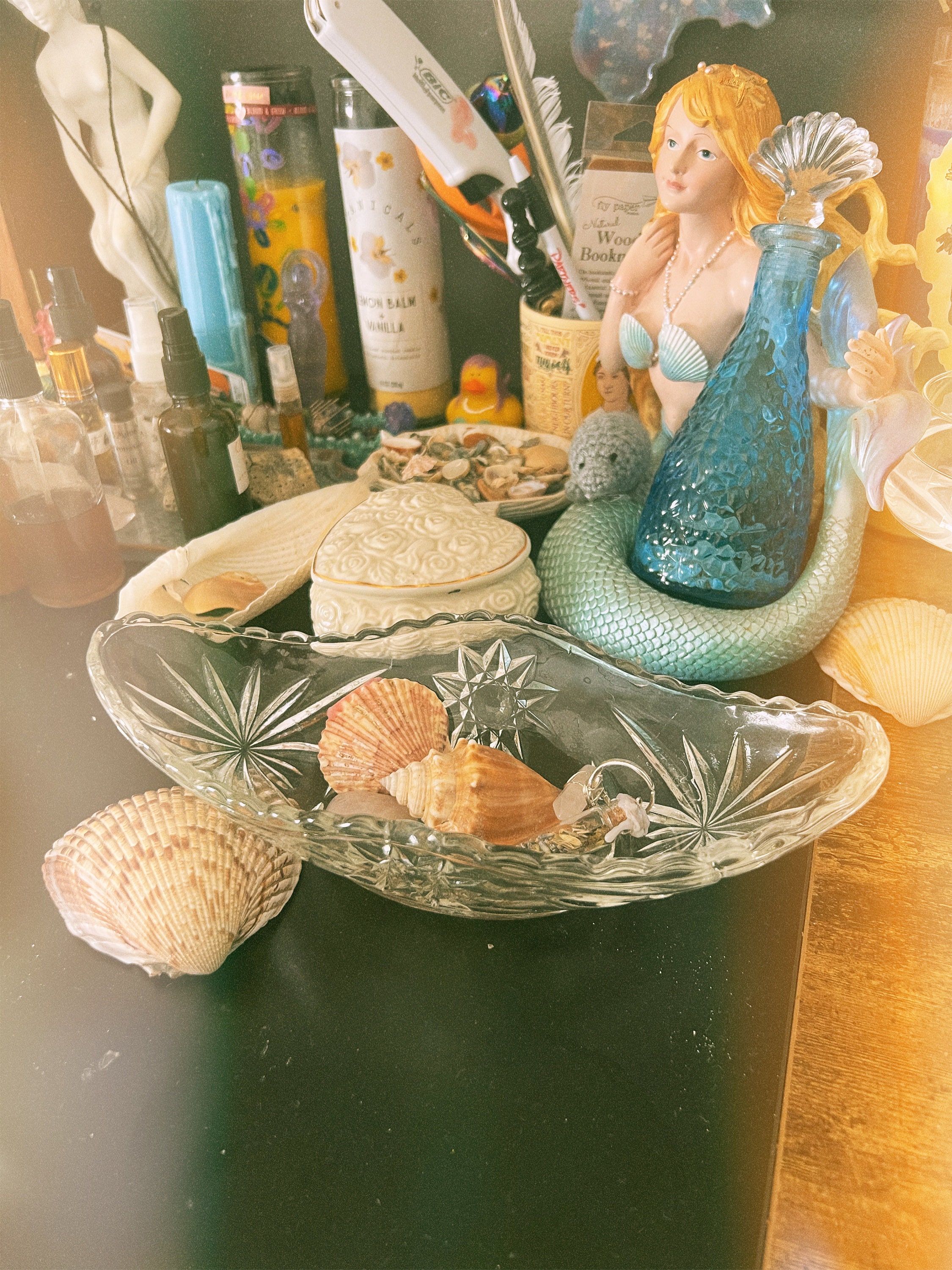 Vintage Glass Offering Bowl, Sun God Altar Decor, Apollo Deity Offering ...