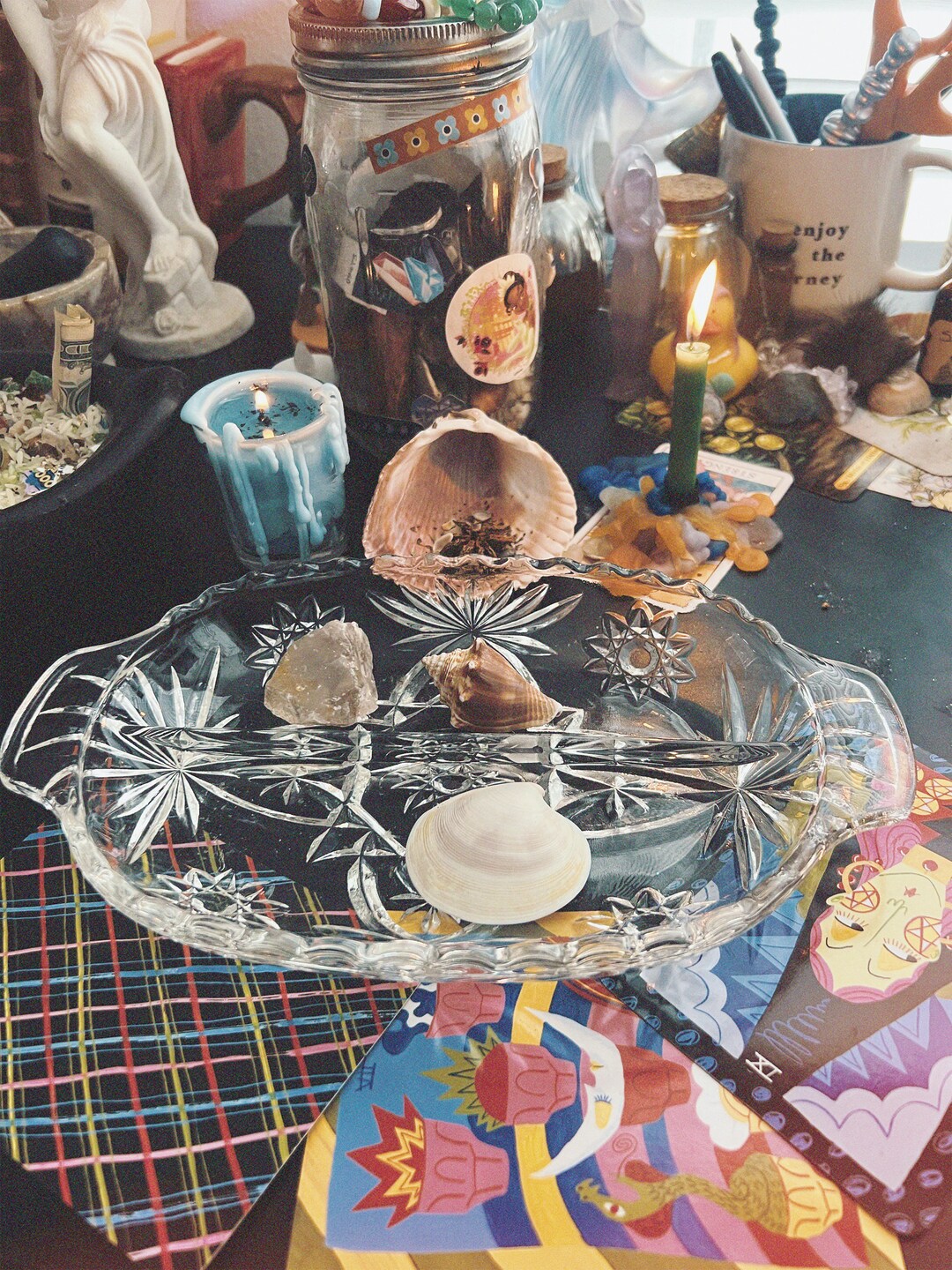 Vintage Glass Offering Plate, Deity Offering Altar Bowl, Deity Offering ...