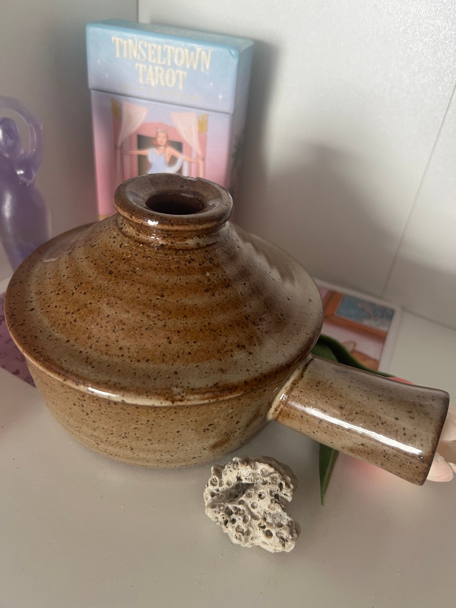 Vintage Brown Pot With Handle, Deity Offering Altar Bowl, Cauldron ...