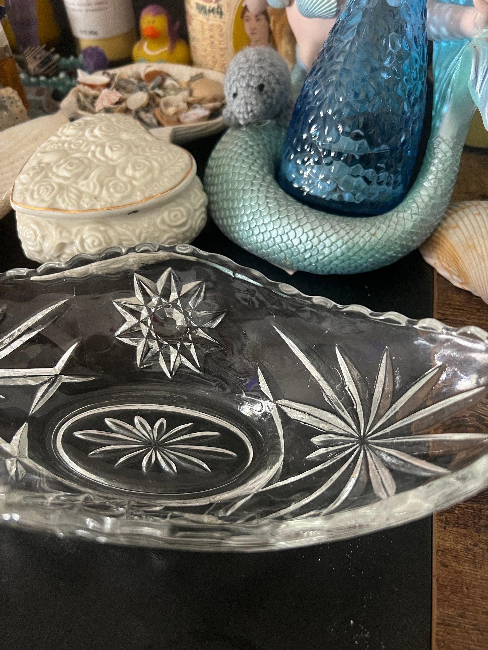 Vintage Glass Offering Bowl, Sun God Altar Decor, Apollo Deity Offering ...