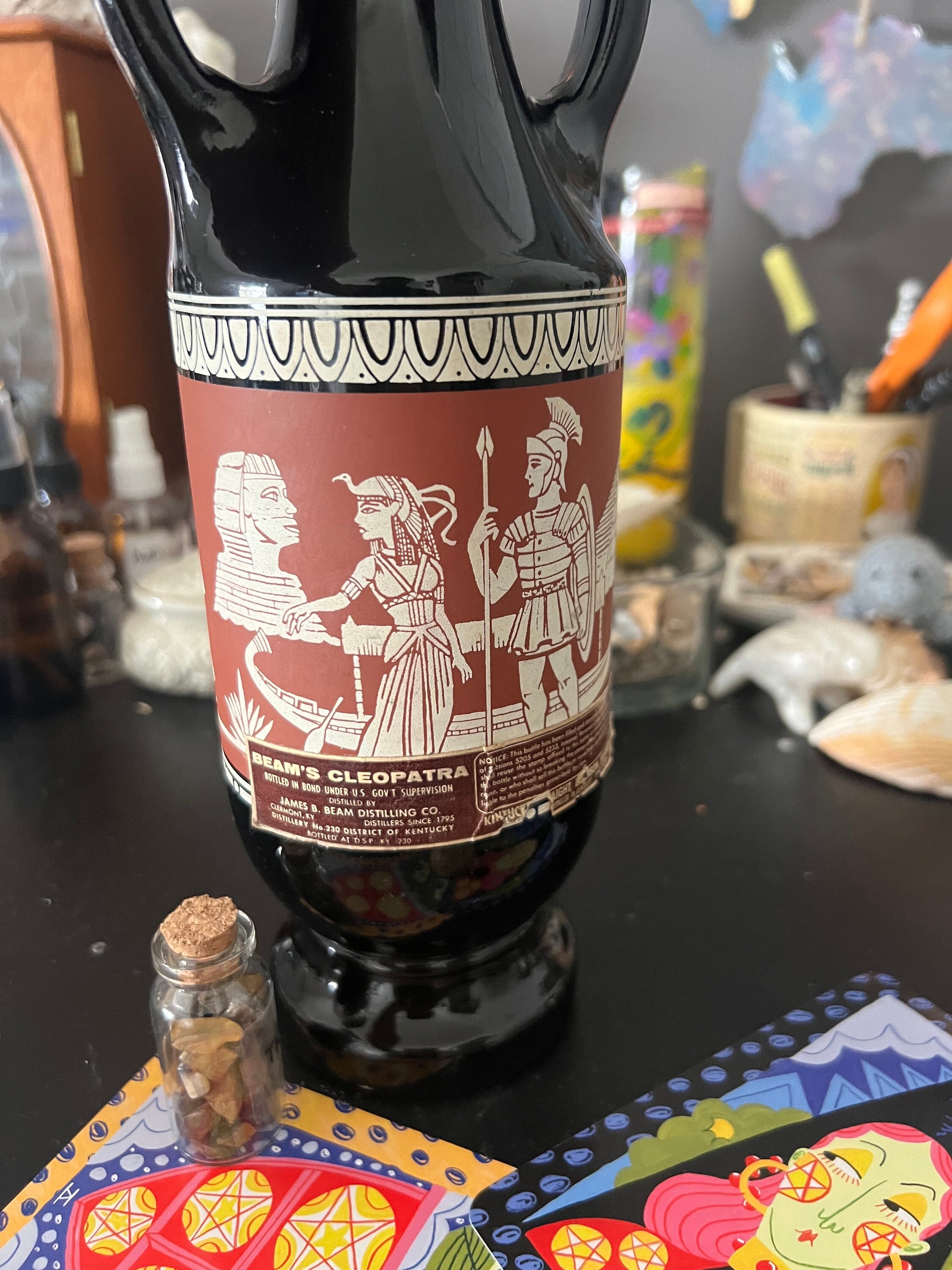 Vintage Brown Egyptian Deity Offering Vase, Brown Whisky Decanter ...