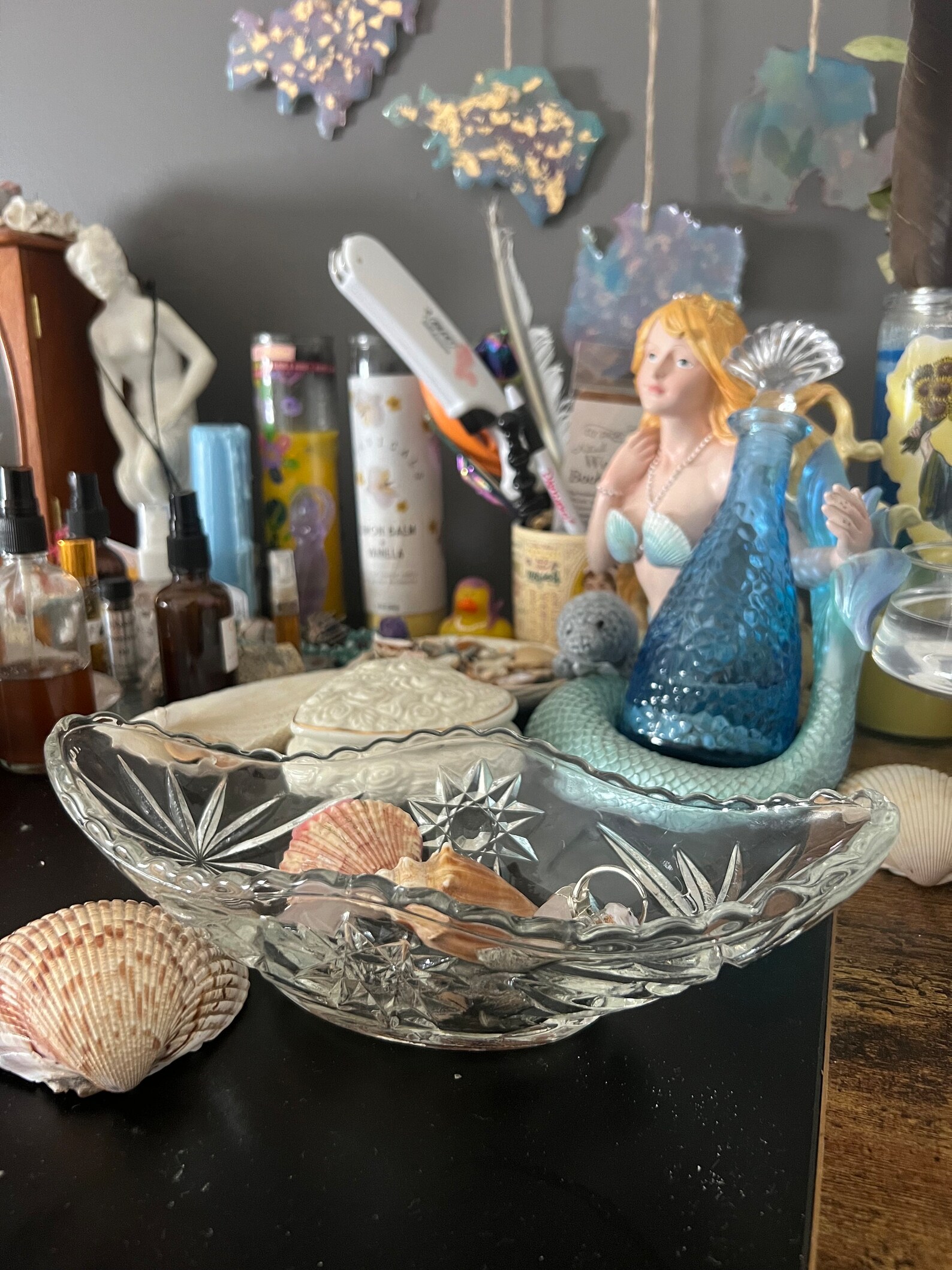 Vintage Glass Offering Bowl, Sun God Altar Decor, Apollo Deity Offering ...