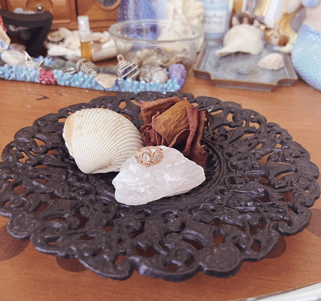 Vintage Black Ornate Offering Plate, Ancestor Offering Bowl, Deity ...