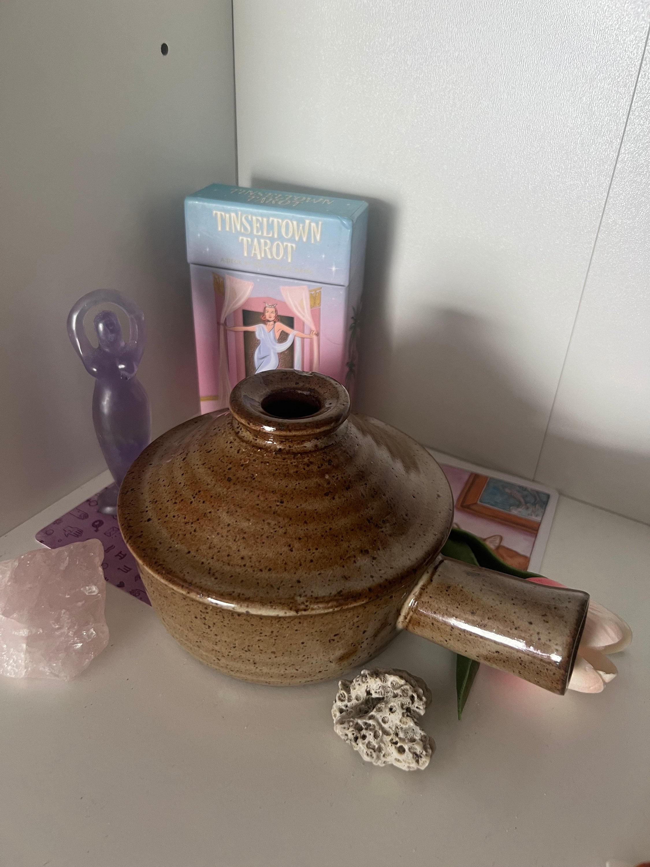 Vintage Brown Pot With Handle, Deity Offering Altar Bowl, Cauldron ...