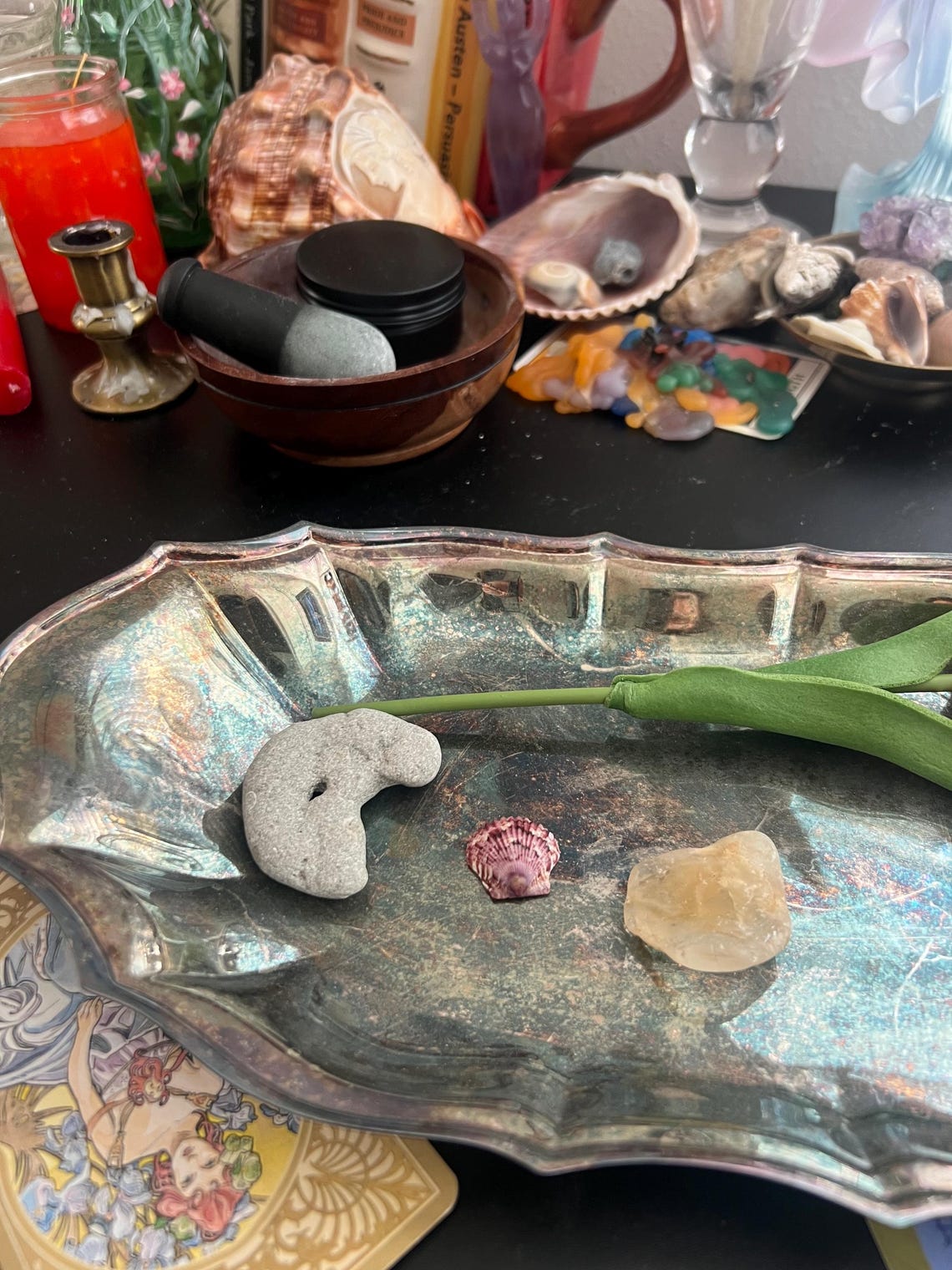 Vintage Silver Offering Plate, Spellwork Tray Ancestor Offering Bowl ...