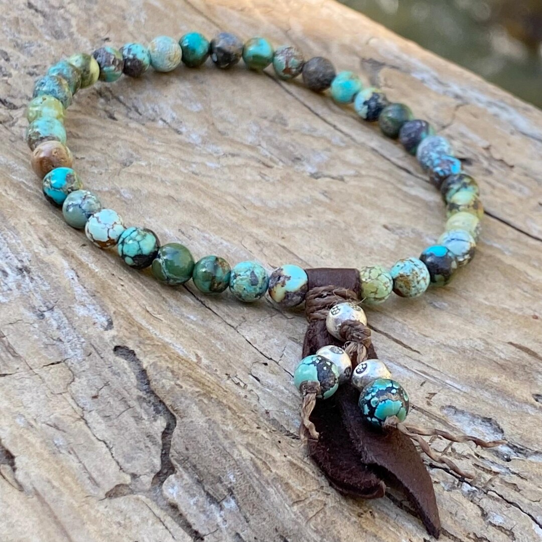 Minimalist Turquoise Stretch Bracelet, Stackable, Hubei Turquoise, Hill ...