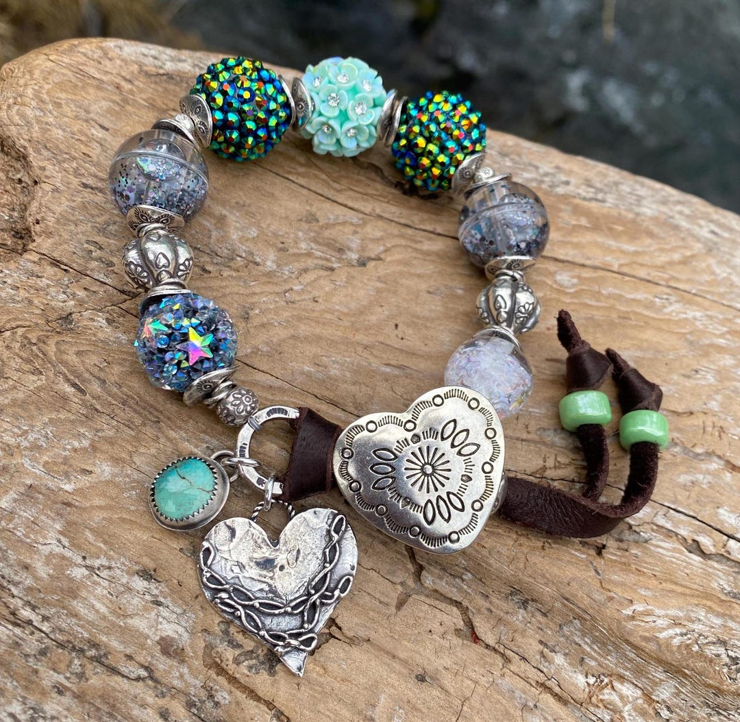 Cowgirl Bling Boho Bracelet, Sparkly Disco Balls, Artisan Sterling ...