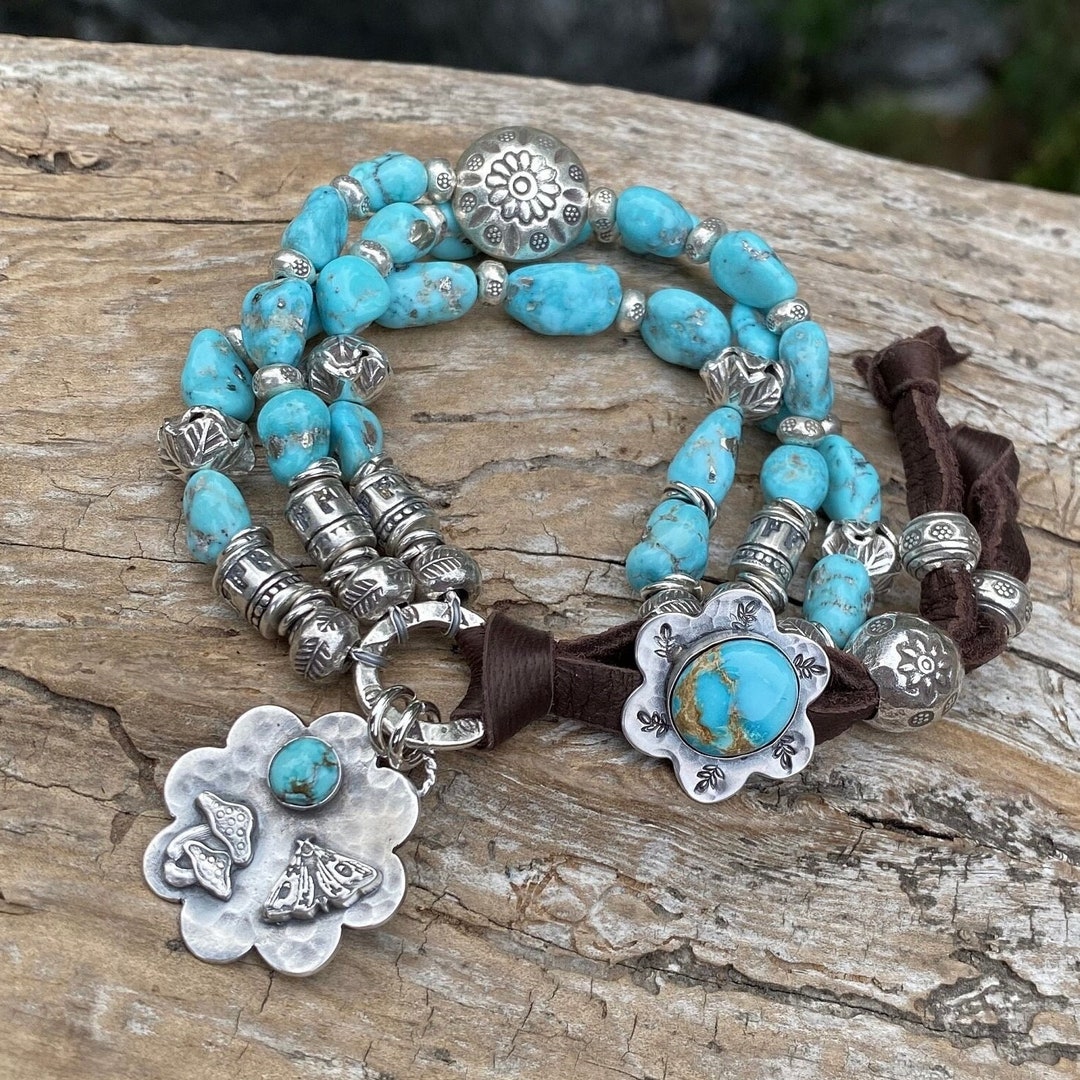 Genuine Turquoise Bracelet, RARE White Water Turquoise, Artisan ...