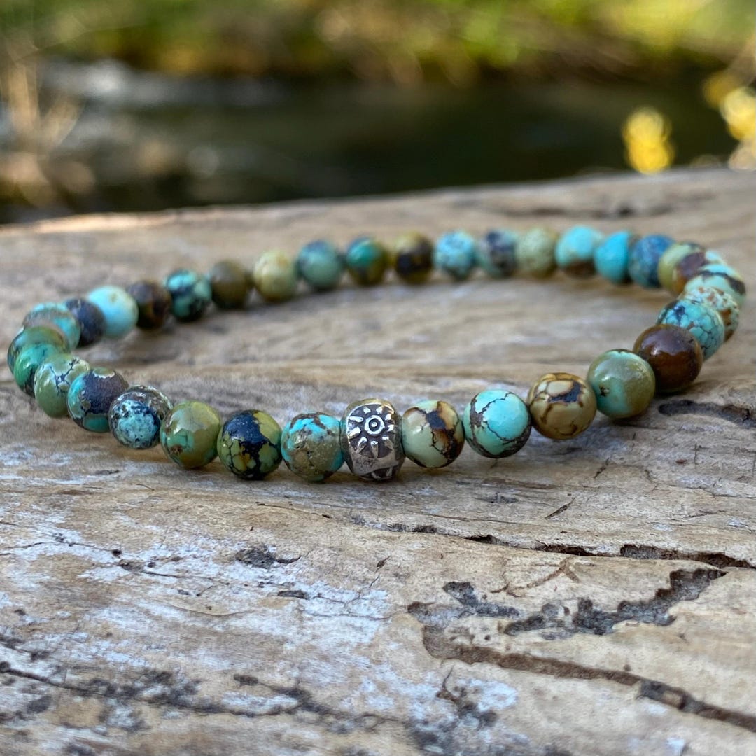 Genuine Turquoise Stretch Bracelet, Made in Oregon, Minimalist Boho ...