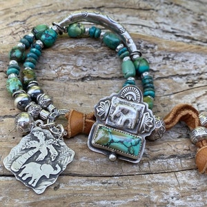 Boho Elephant Bracelet, Artisan Handmade, Hubei Polychrome Turquoise Elephant Button, Navajo ...
