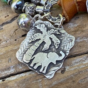 Boho Elephant Bracelet, Artisan Handmade, Hubei Polychrome Turquoise Elephant Button, Navajo ...