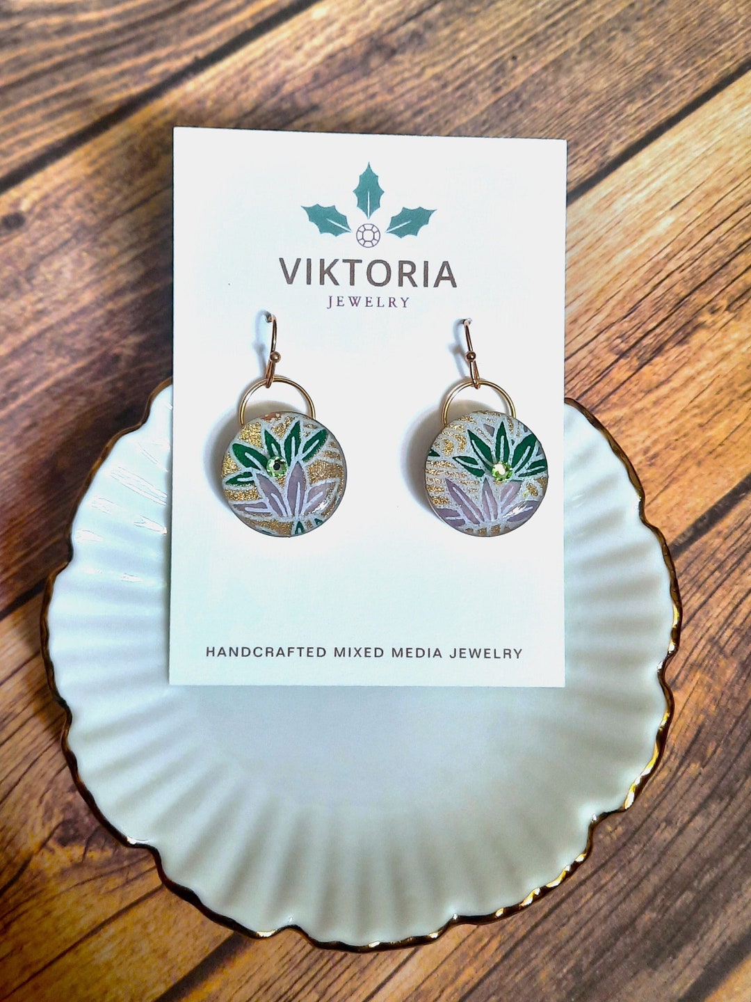 Gold Japanese Botanical Origami Paper & Resin Earrings - Etsy