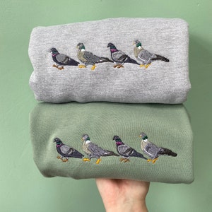 Pigeon Embroidered Sweatshirt - Bird Gifts for Pigeon Lovers. City ...