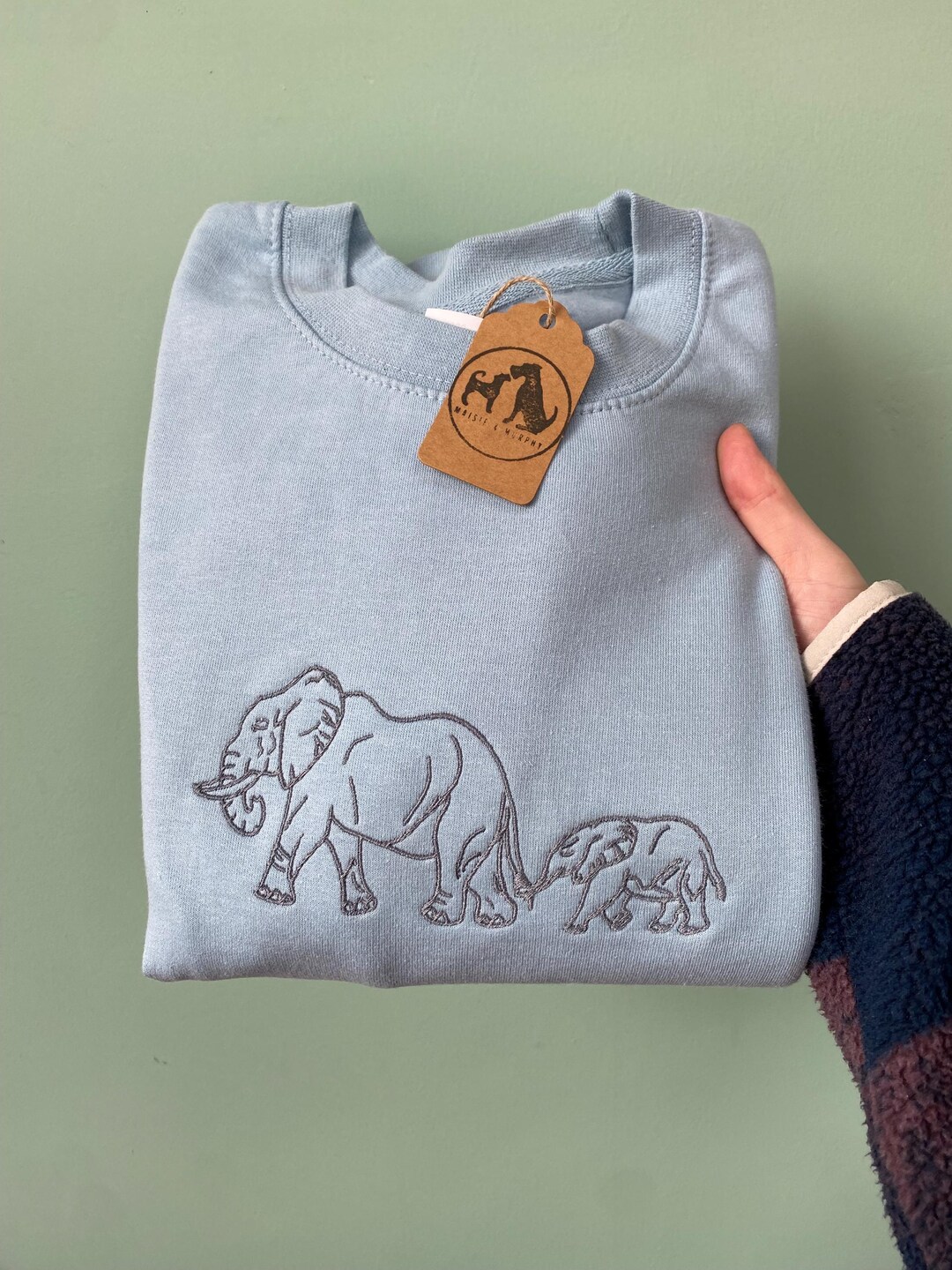 Embroidered Elephant Jumper - Cute Elephant Family Sweatshirt Makes a ...