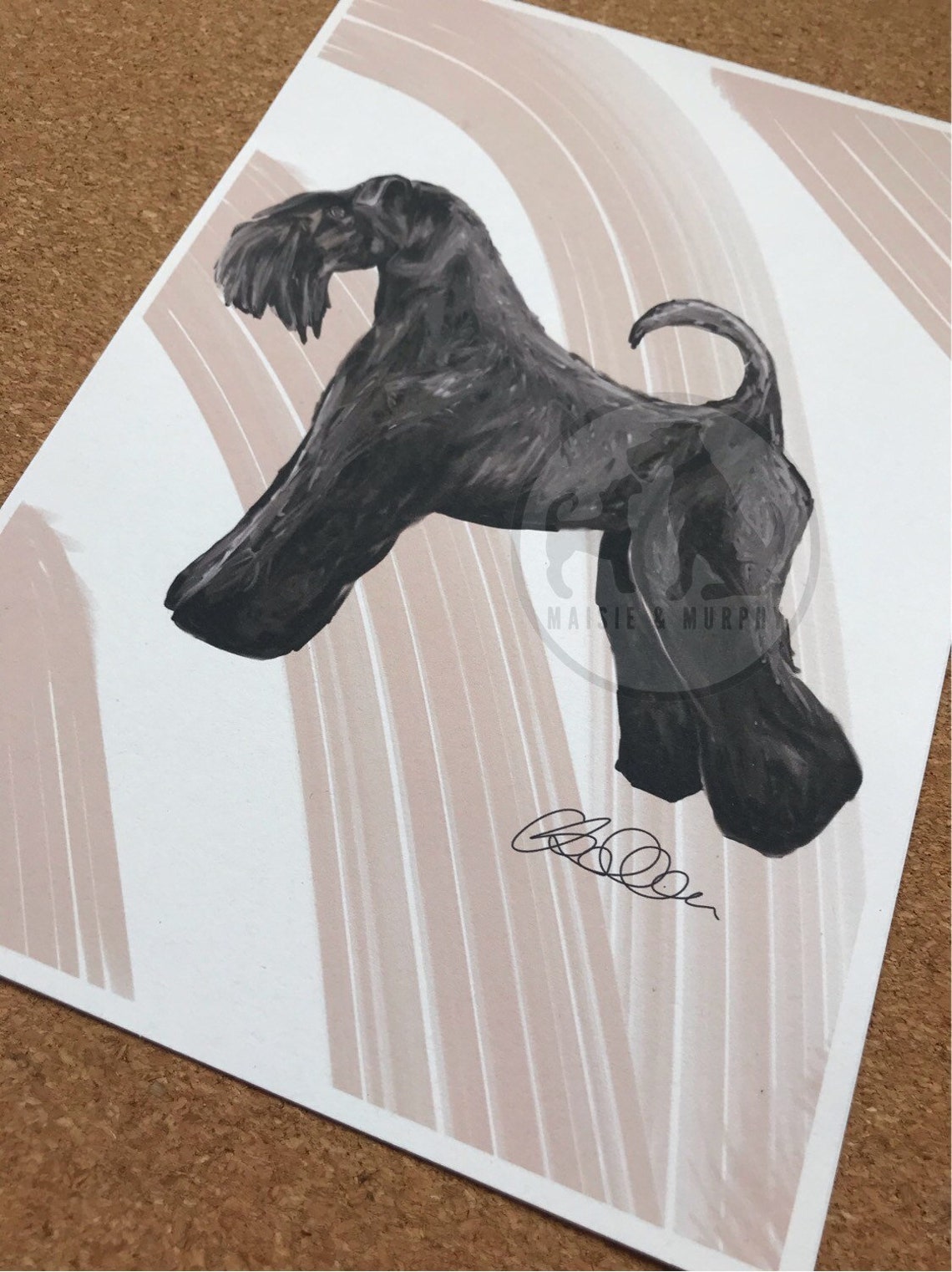 Kerry Blue Terrier Fine Art Print A5 Hand Drawn Terrier Print - Etsy UK