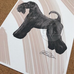 Kerry Blue Terrier Fine Art Print A5 Hand Drawn Terrier Print great ...