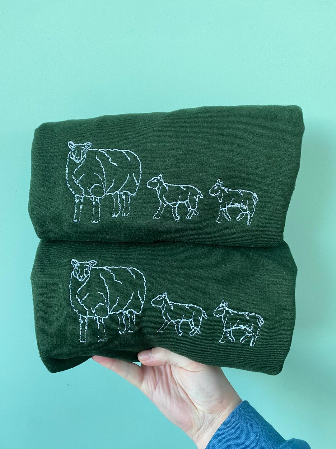 Embroidered Sheep and Lamb Jumper - Cute Sheep Family Sweatshirt Makes ...