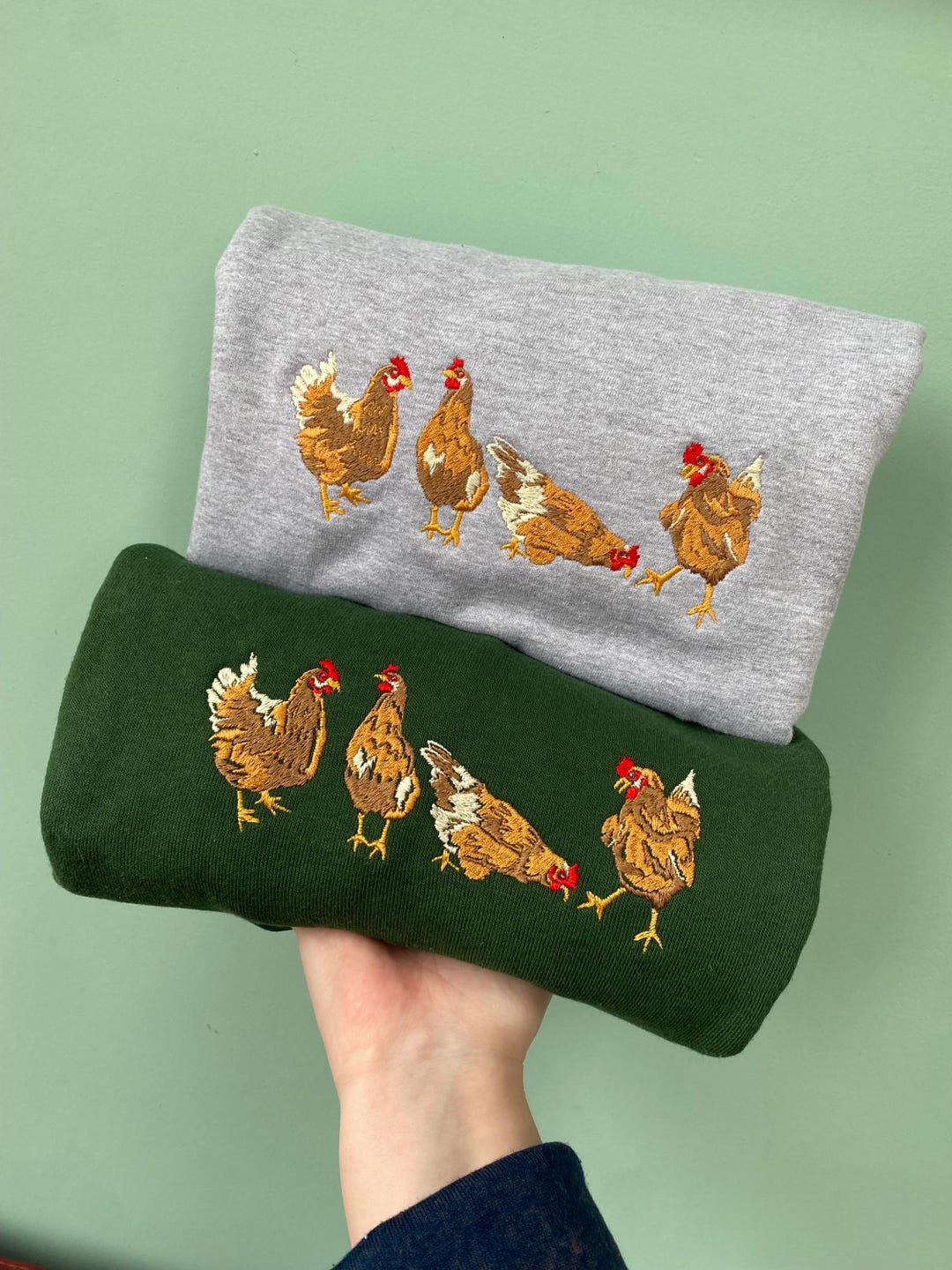 Chicken Embroidered Sweatshirt - Colourful Hen Gifts for Farmers and ...