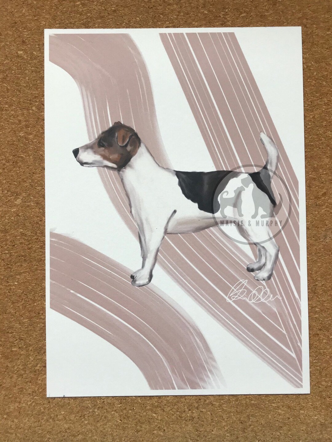 Jack Russell Terrier Fine Art Print | A5 Hand Drawn Colourful Jack ...