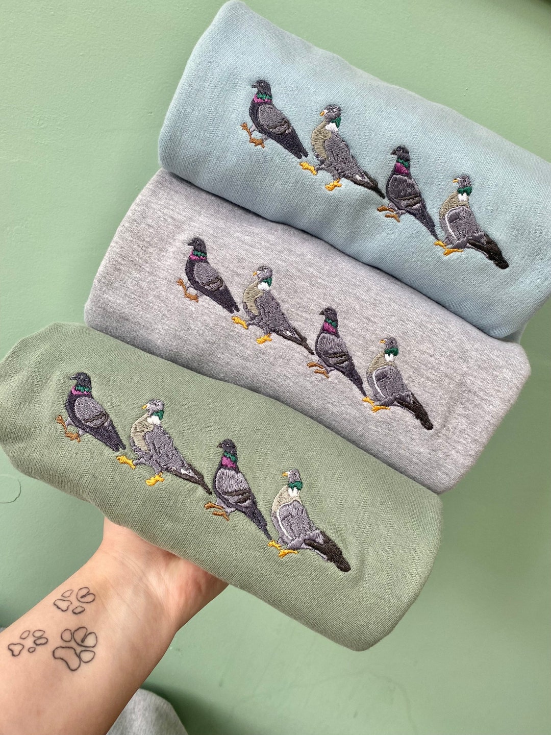 Pigeon Embroidered Sweatshirt Bird Gifts for Pigeon Lovers. City Pigeon ...