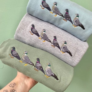 Pigeon Embroidered Sweatshirt - Bird Gifts for Pigeon Lovers. City ...
