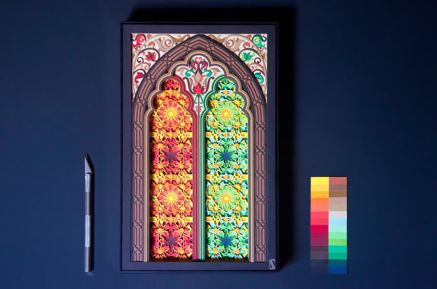 Multi Layered Paper Sculpture / Twin Archway Design Paper Illustration ...