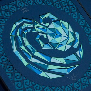 Aquarius Zodiac Paper Sculpture / Personalized Papercut Birthday Gift ...