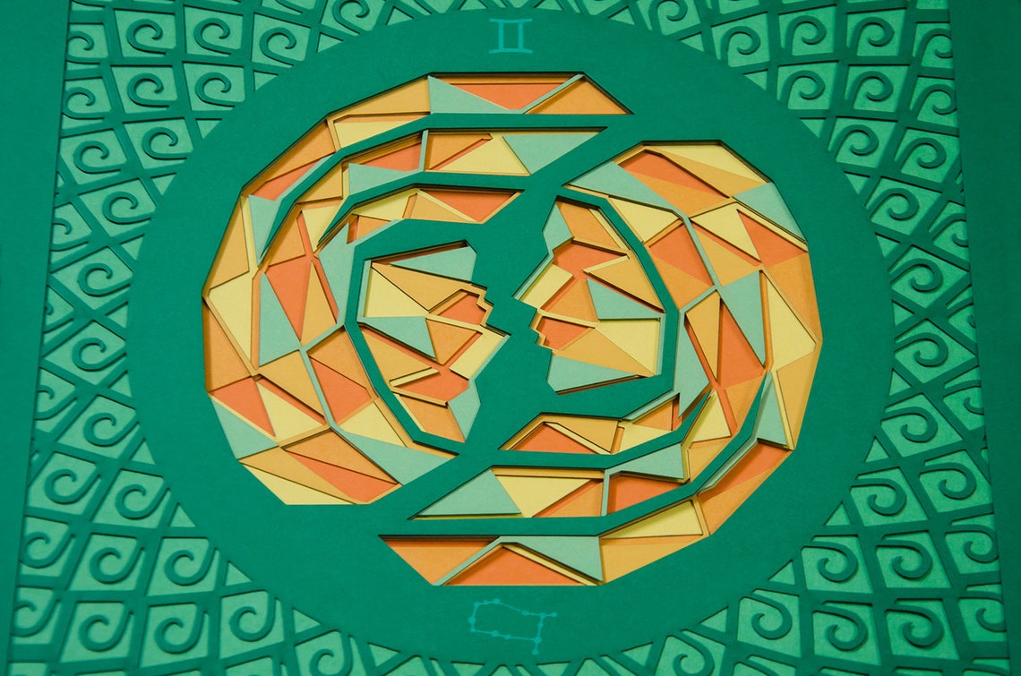 Gemini Star Sign Paper Cut Birthday Gift / Gemini Zodiac Hand Crafted ...