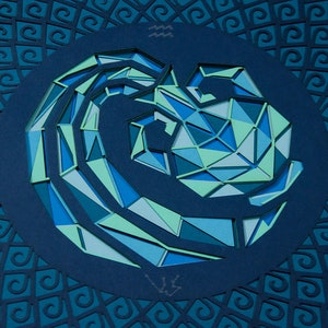 Aquarius Zodiac Paper Sculpture / Personalized Papercut Birthday Gift ...